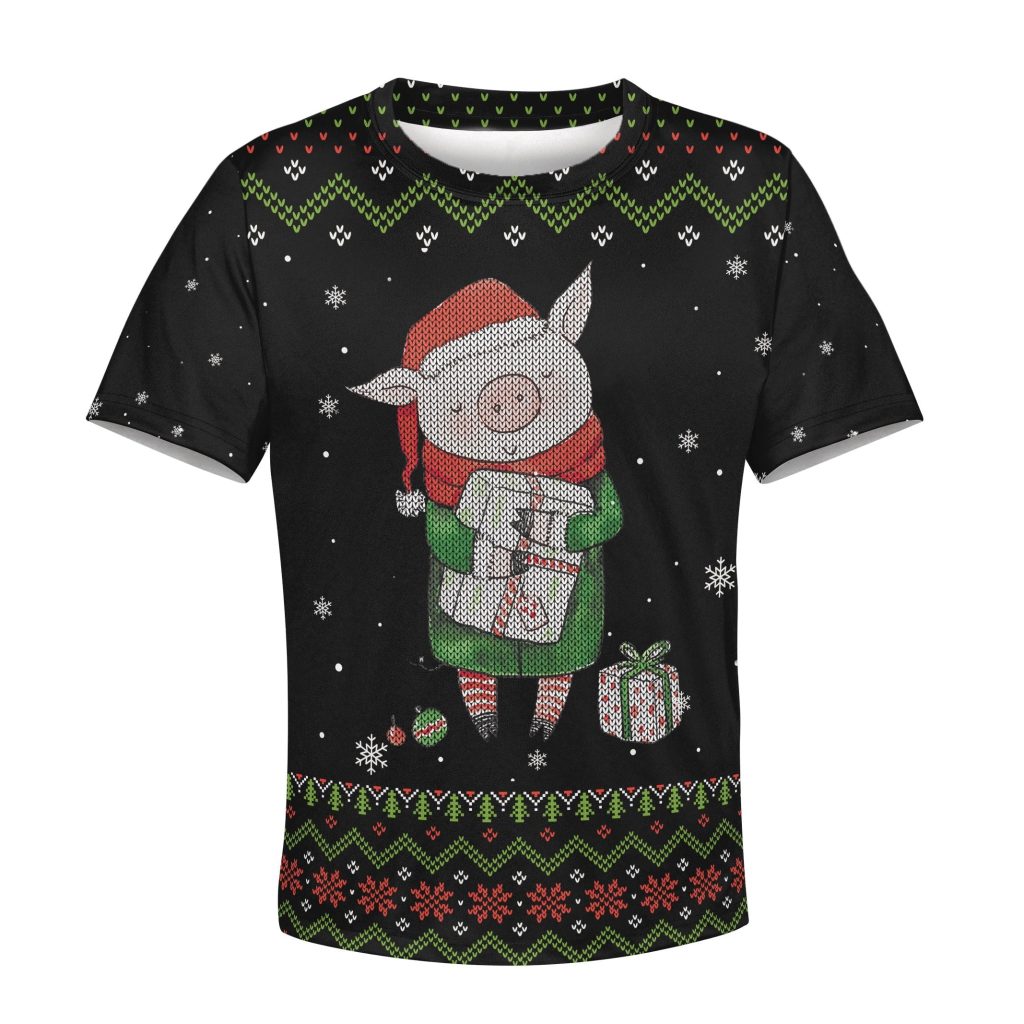 9Heritages cute pig merry christmas Kid Custom Hoodies T-shirt Apparel ...